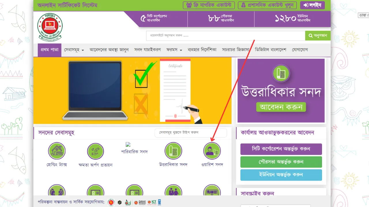 অনলাইন ওয়ারিশ সনদ আবেদন ফরম ও ওয়ারিশ সনদ PDF - prottoyon gov bd ...